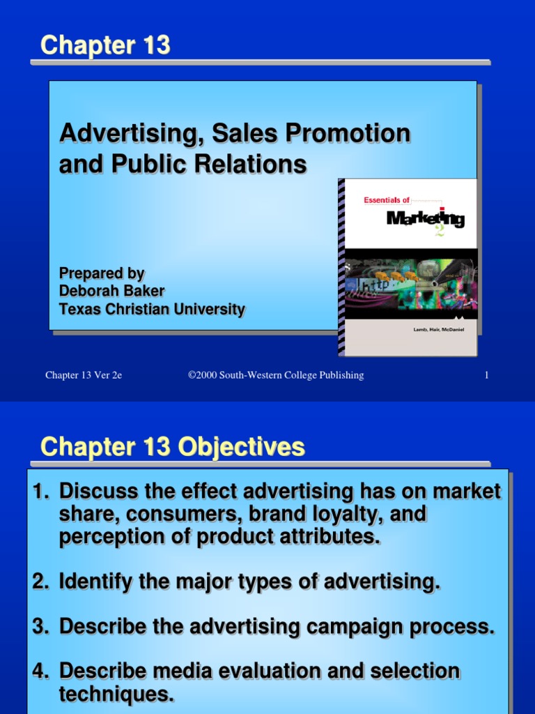 Advertising, Sales Promotion and Public Relations: Prepared by Deborah ...