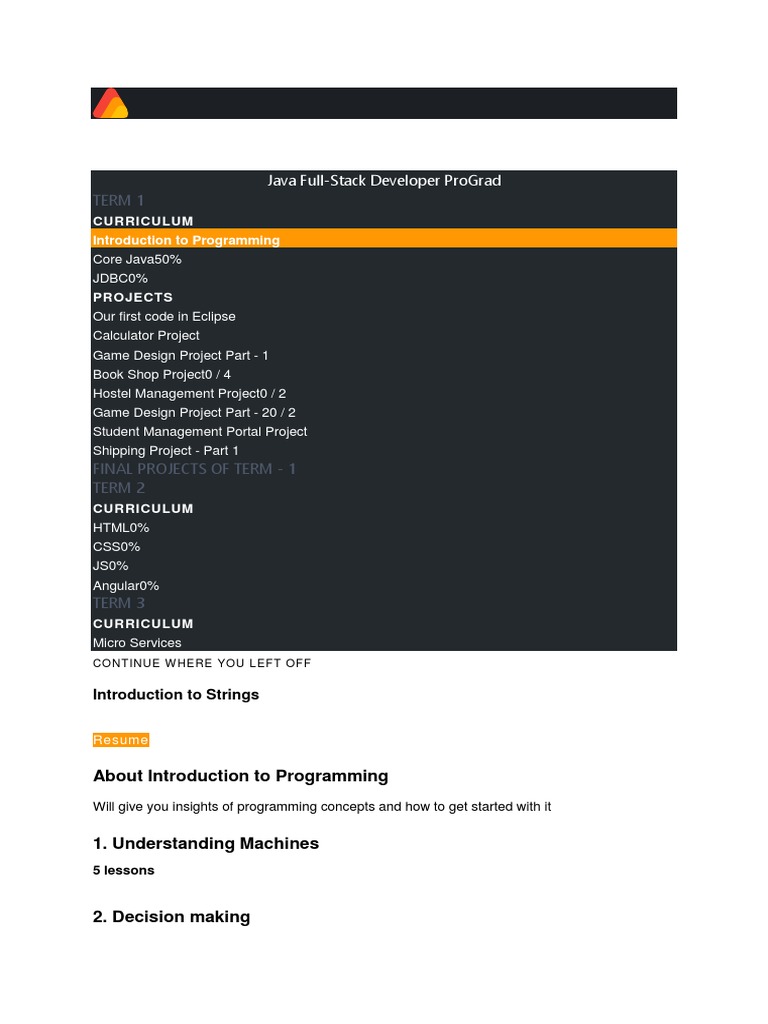 Java Full-Stack Developer Curriculum | PDF