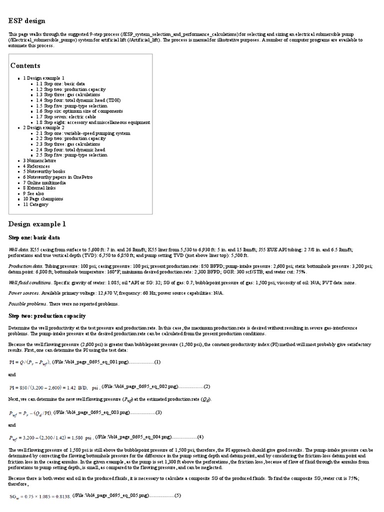 ESP Design | PDF | Electric Motor | Pump