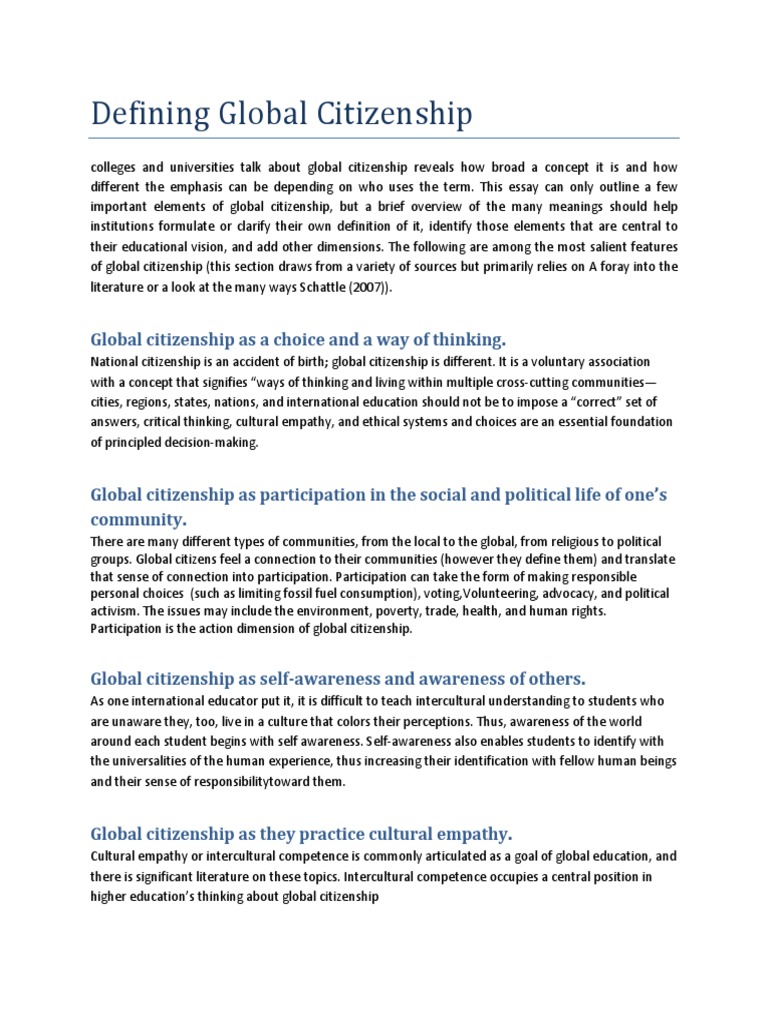 Globalcitizenship Report | PDF | Cross Cultural Communication | Citizenship