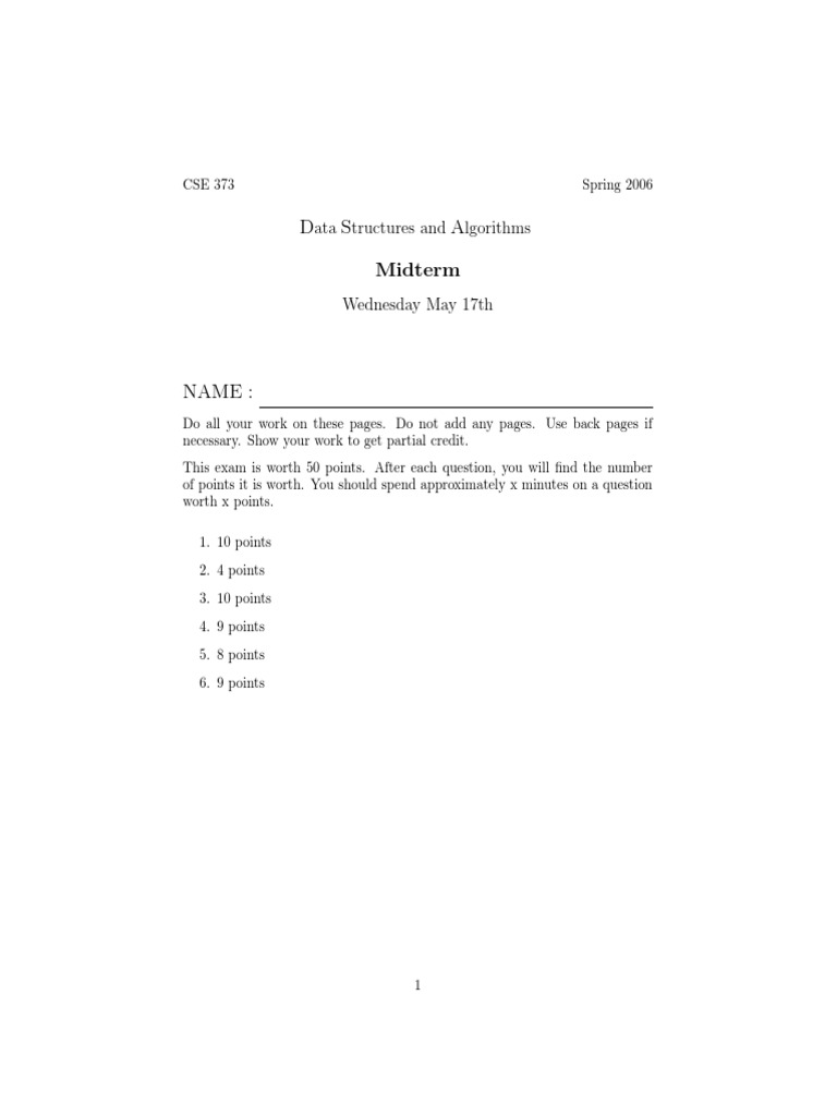 D S A Midterm: Ata Tructures and Lgorithms | PDF | Algorithms And Data ...