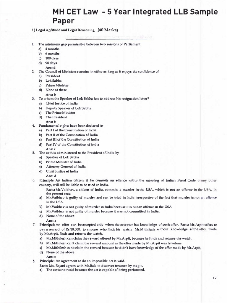 LLB Sample Paper PDF | PDF | Inference | Justice