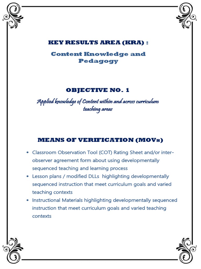 Key Results Area (Kra) :: Content Knowledge and Pedagogy | PDF | Lesson ...