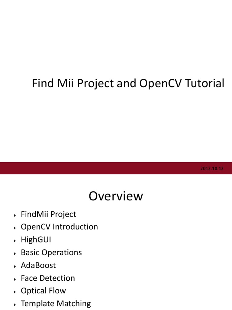 Find Mii Project and Opencv Tutorial | PDF | Computer Programming | Computing