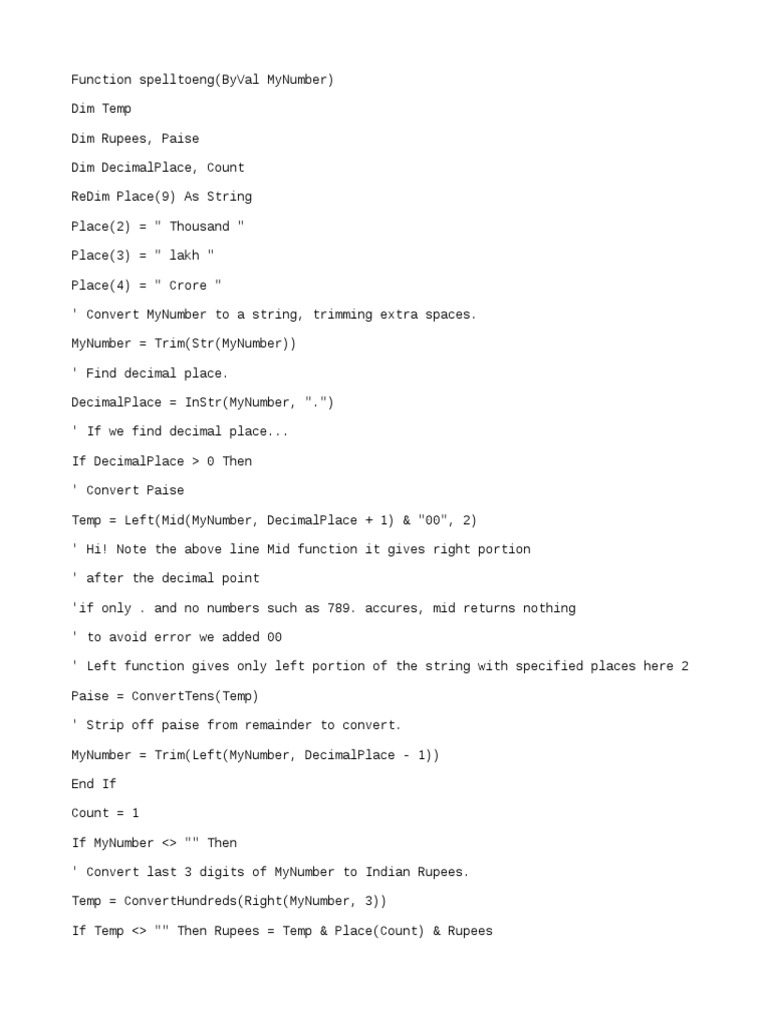 Excel Micro Spell Number | PDF | Areas Of Computer Science | Notation