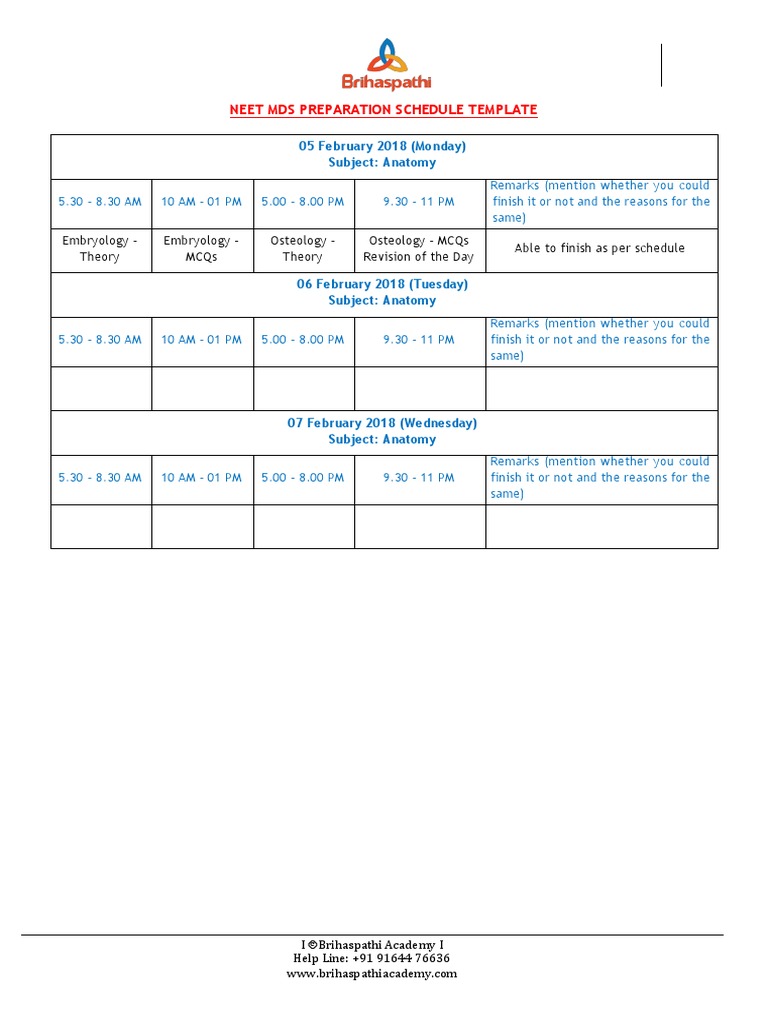 Schedule Template | PDF