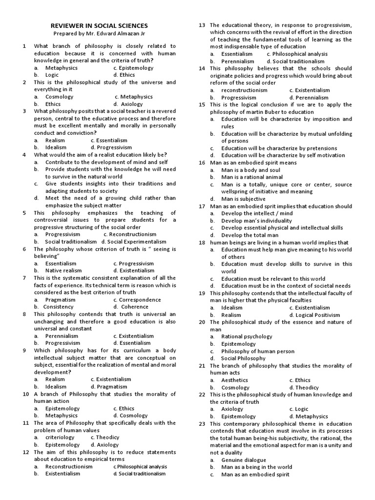 Reviewer in Social Sciences | PDF | Idealism | Epistemology