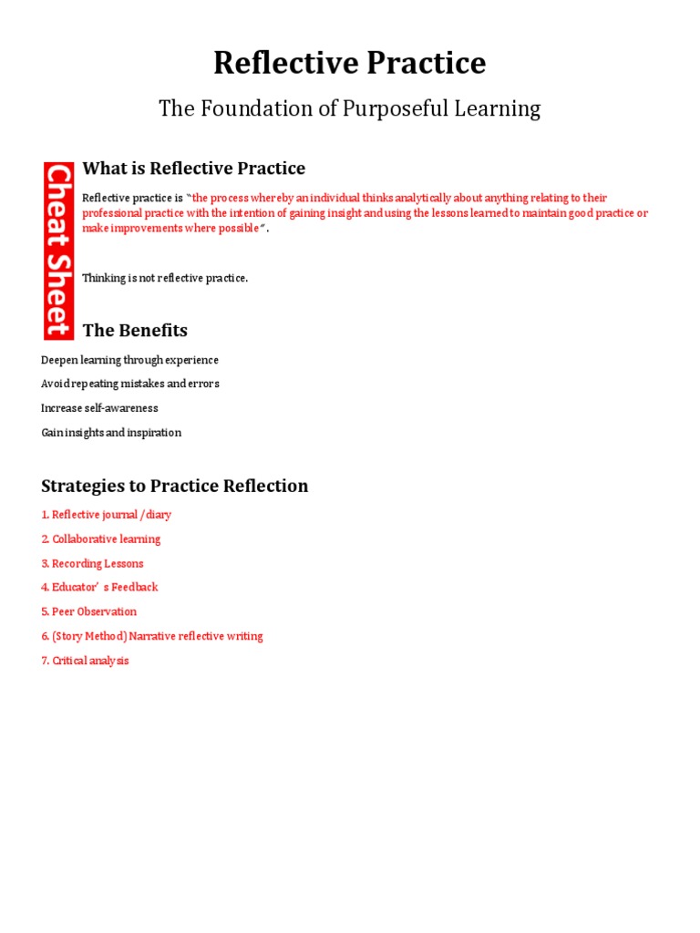 Reflective Practice: The Foundation of Purposeful Learning | PDF ...