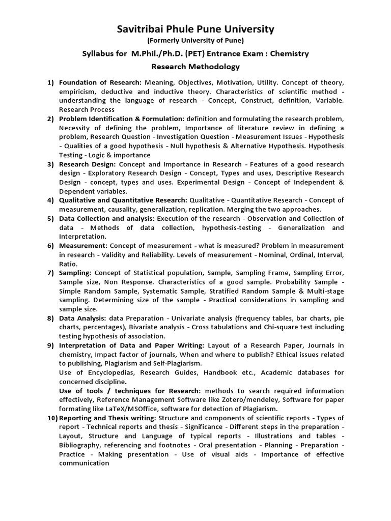 Syllabus For M.phil - Ph.D. (PET) Entrance Exam | PDF | Metabolism ...