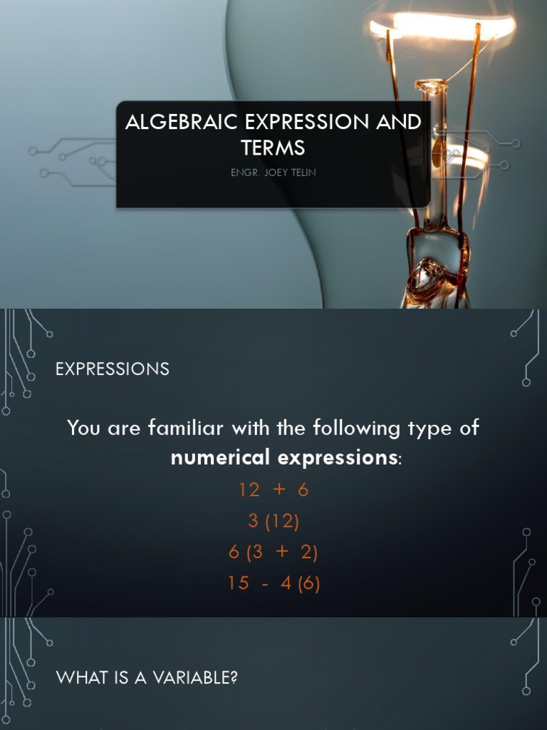 Algebraic Expression and Terms | PDF | Variable (Mathematics) | Numbers
