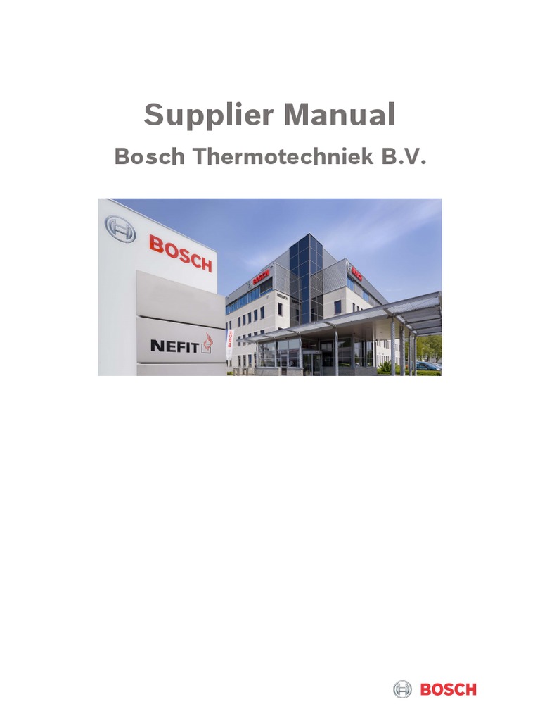 Supplier Manual 16-11 Bosch Thermotechniek B.V 1 | PDF | Packaging And ...