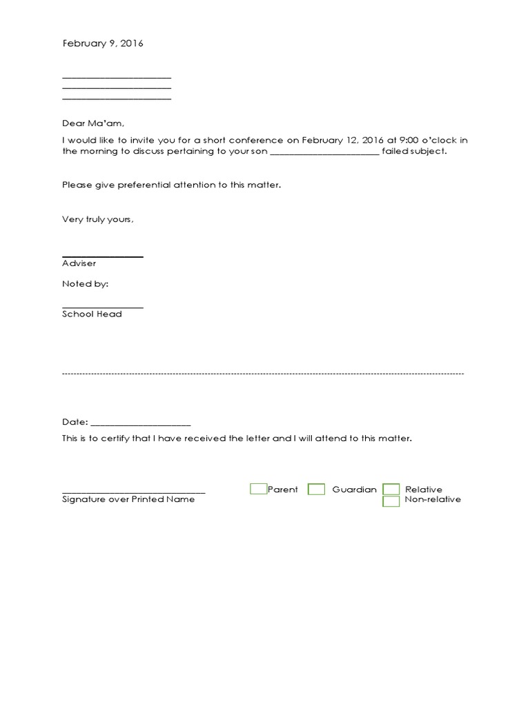 FAILING GRADE Letter To Parent's | PDF