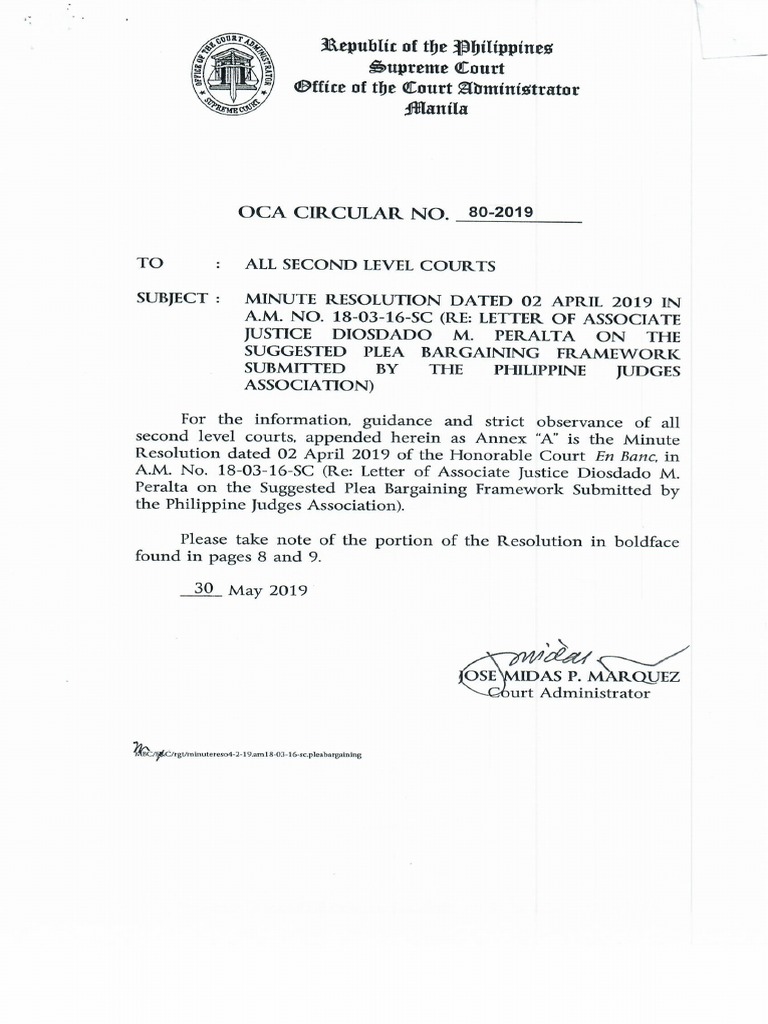 OCA Circular No 80 2019