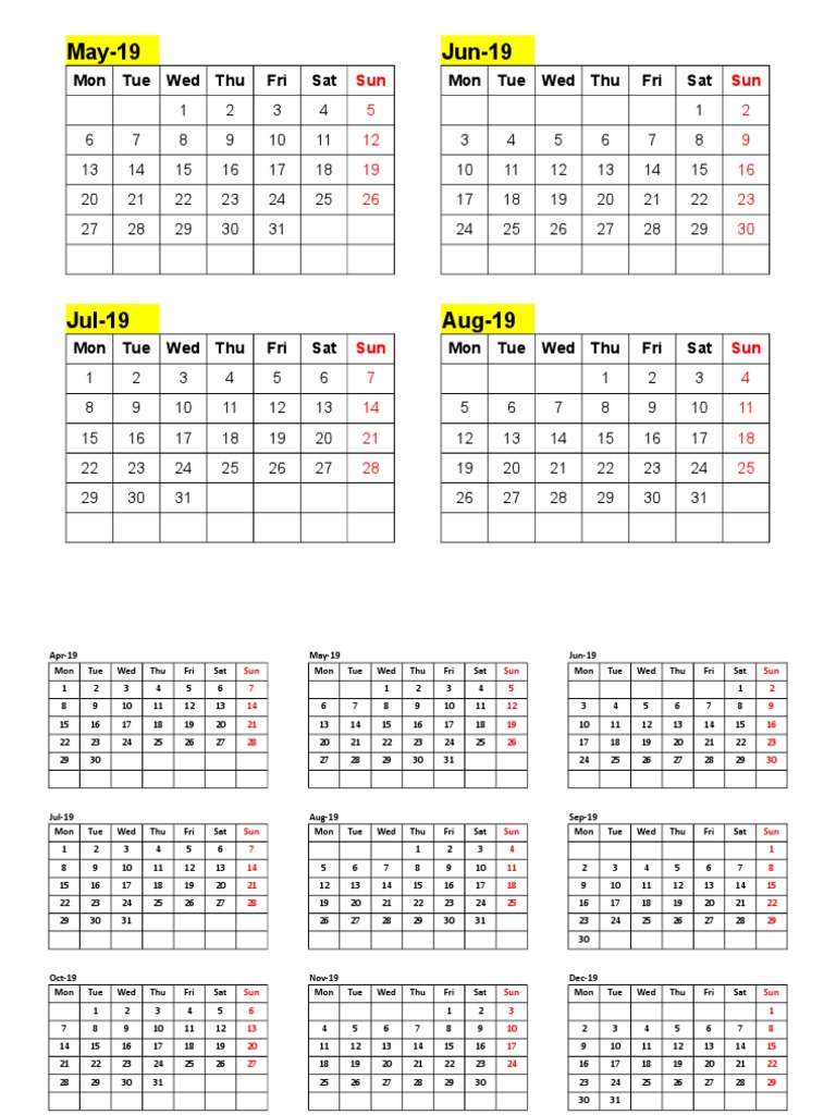 May-19 Jun-19: Mon Tue Wed Thu Fri Sat Mon Tue Wed Thu Fri Sat | PDF