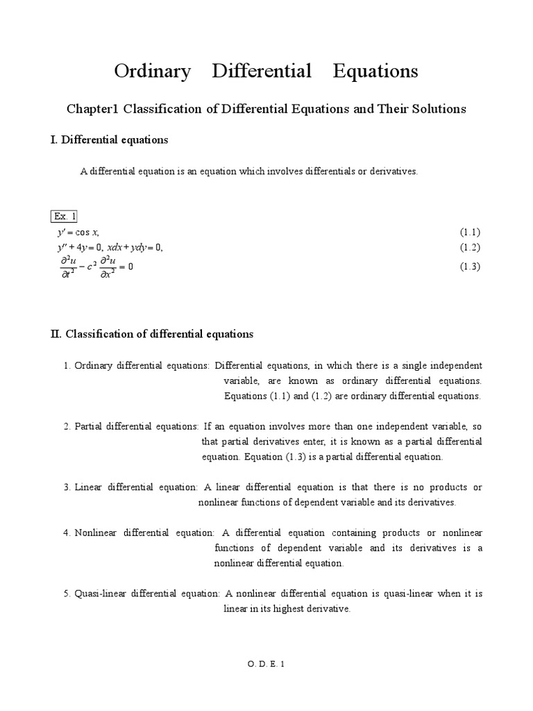 Ode | PDF | Ordinary Differential Equation | Differential Equations