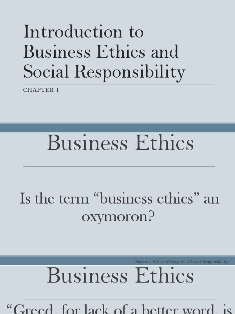 Introduction To Business Ethics and Social Responsibility | PDF ...