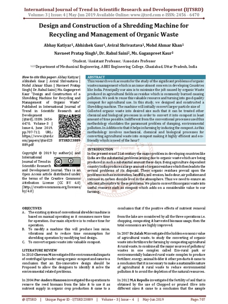 Design and Construction of A Shredding Machine For Recycling and ...