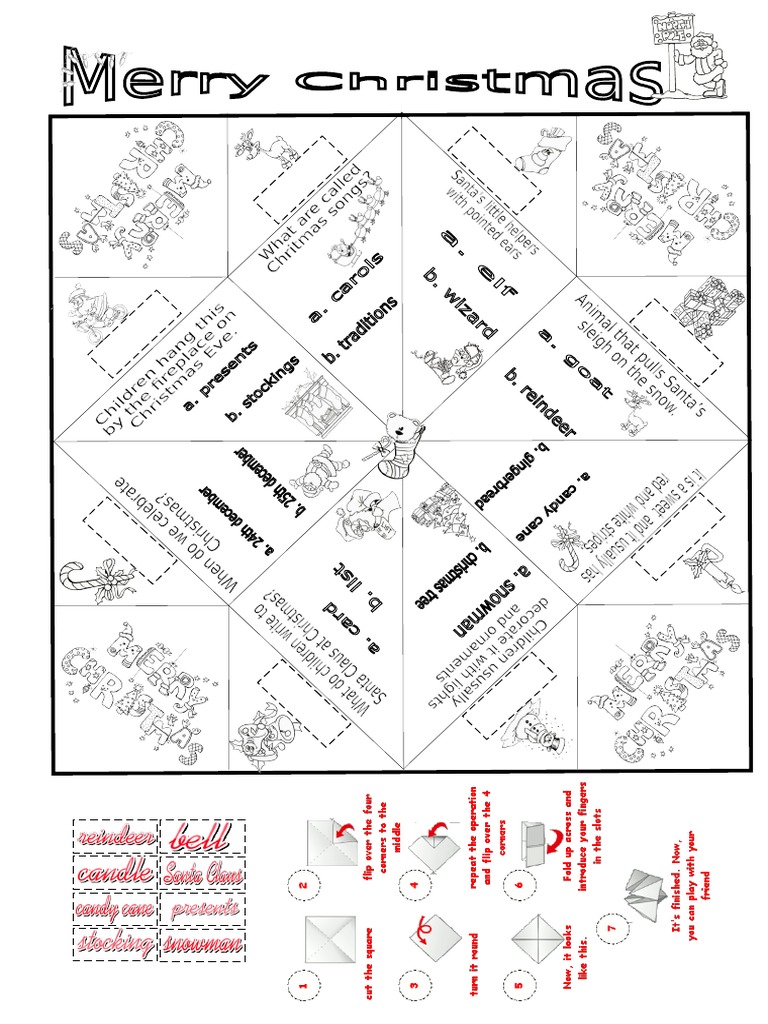 Christmas Cootie Catcher Fun Activities Games Games - 93748 | PDF