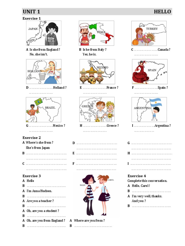 Unit 1: Hello Conversation Exercises | PDF
