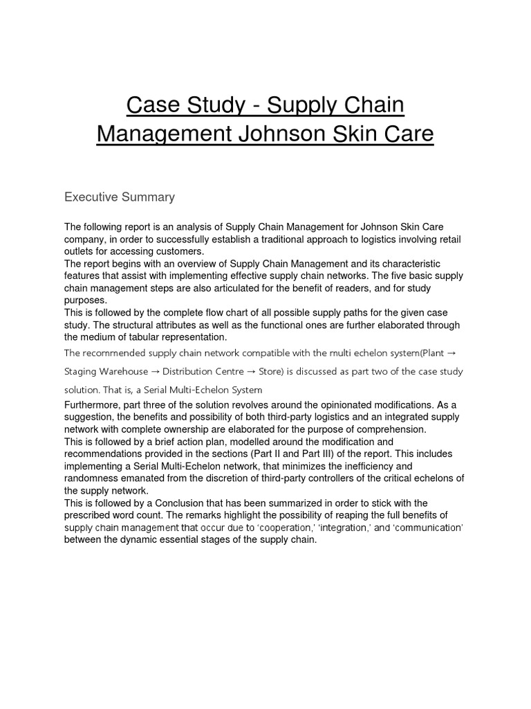 Case Study - Supply Chain Management Joh | PDF | Supply Chain | Logistics