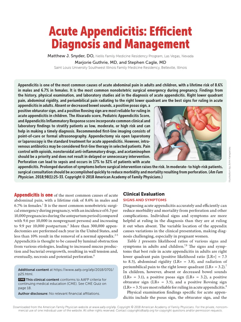Aafp Acute Appa | PDF | Medicine | Diseases And Disorders