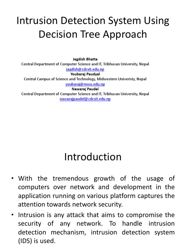 Intrusion Detection Using Decision Tree Approach | PDF | Statistical Analysis | Teaching Mathematics
