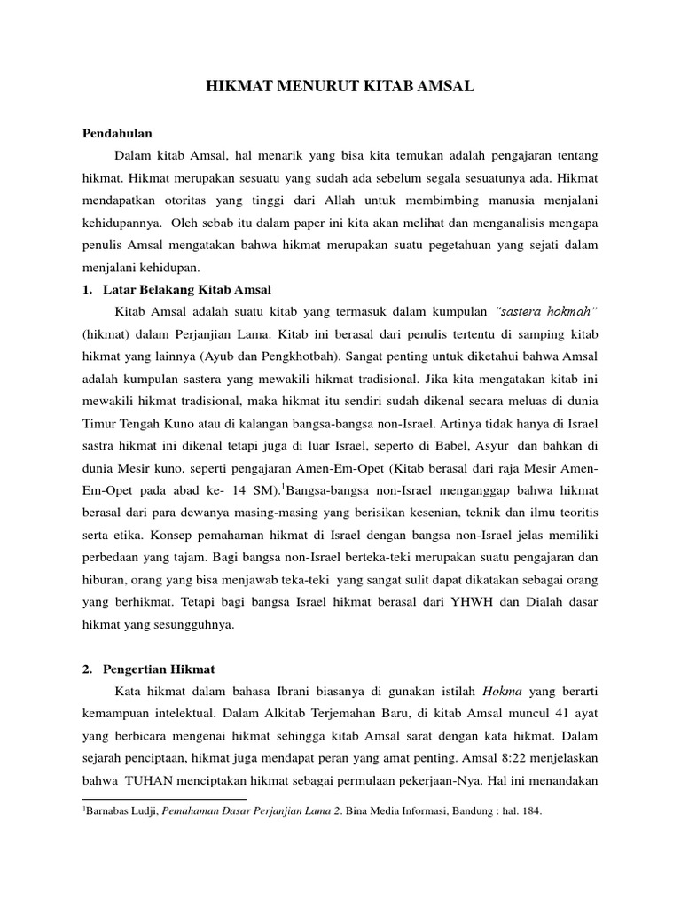 Hikmat dalam Kitab Amsal | PDF