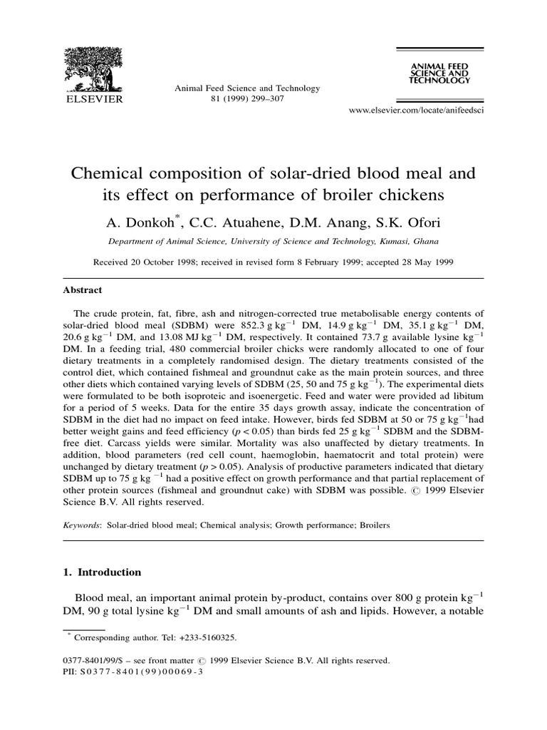 Broiler Bloodmeal | PDF | Lysine | Leucine