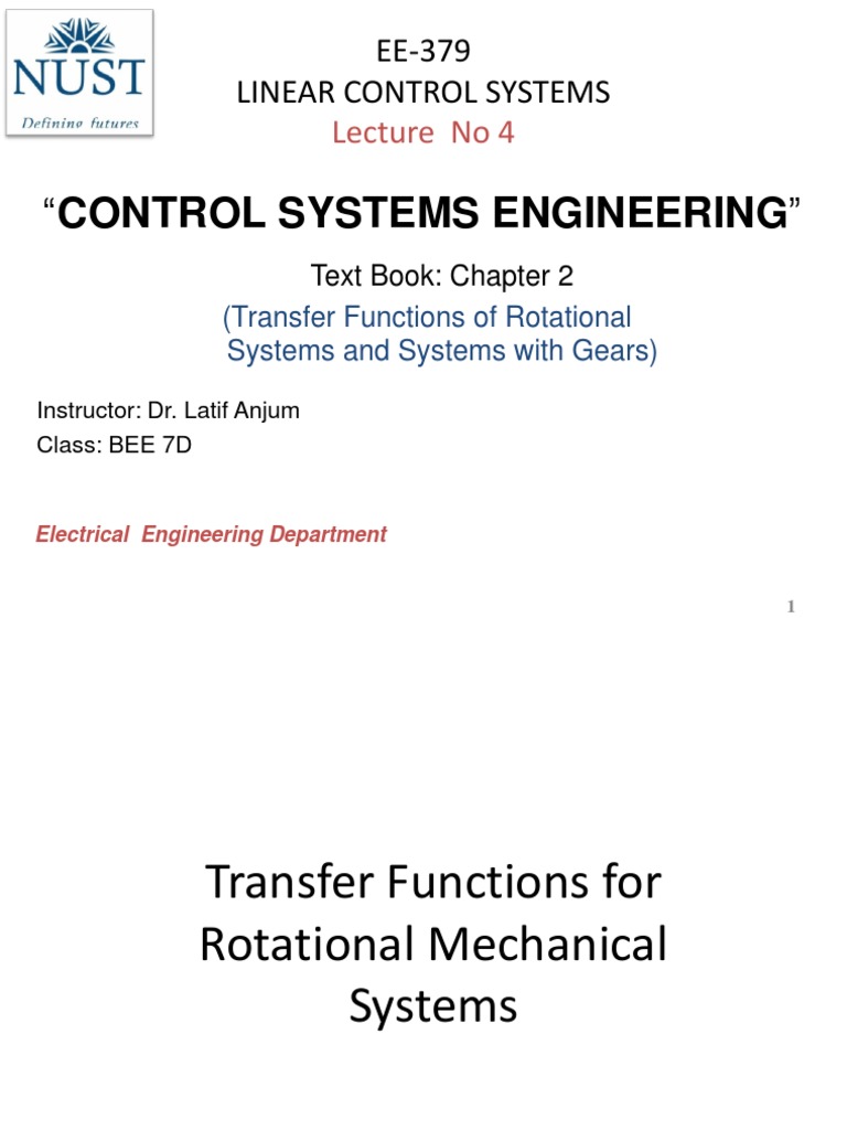 Lecture 04 Rotational Mechanical Systems | PDF | Torque | Classical ...