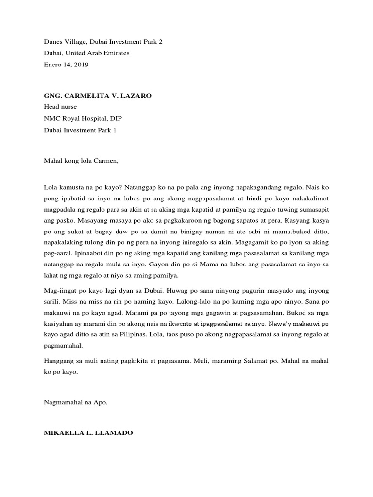 Liham Pasasalamat | PDF