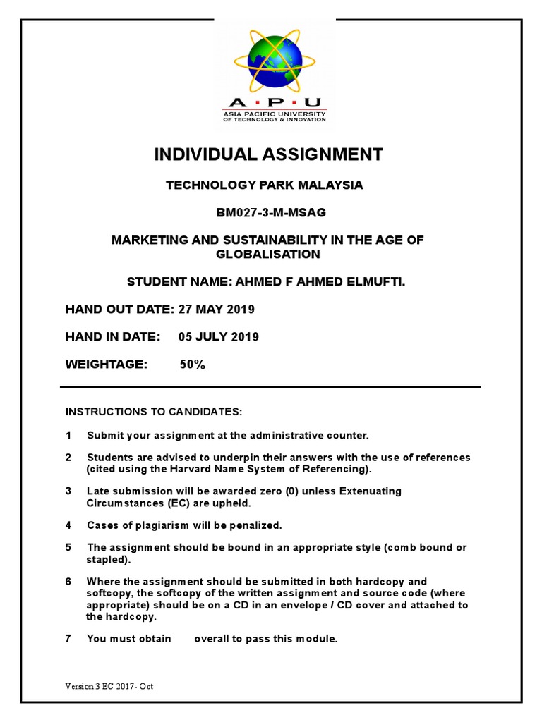 Assignment Cover Template - MSAG | PDF