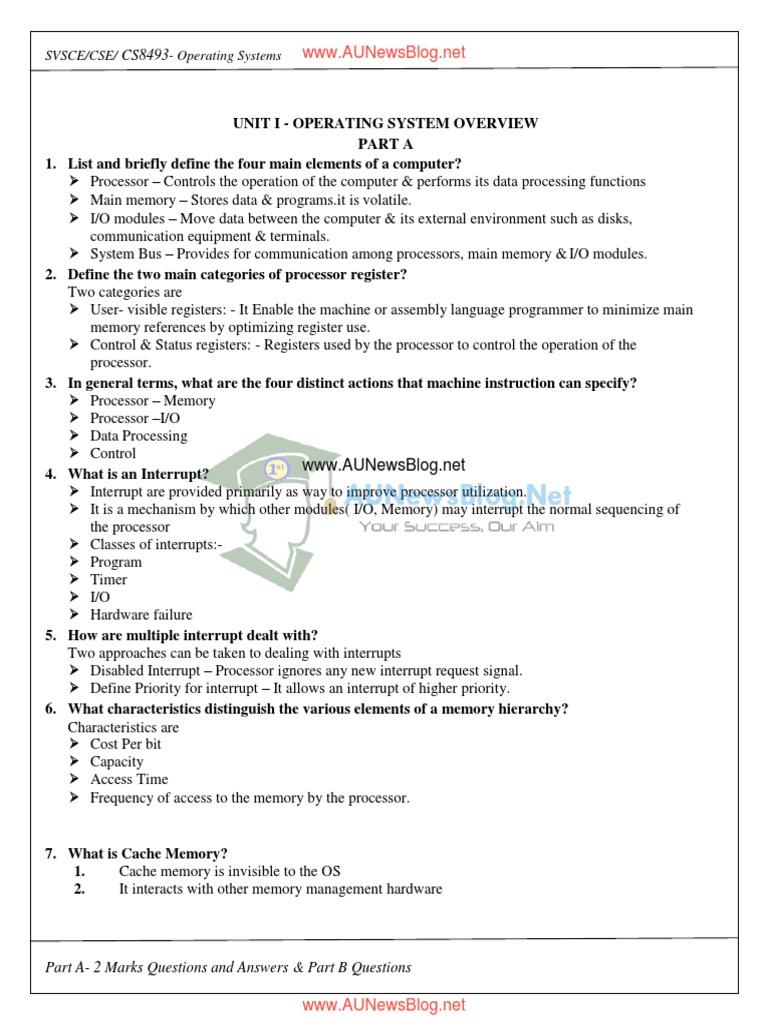 CS8493 2marks PDF | PDF | Thread (Computing) | Operating System