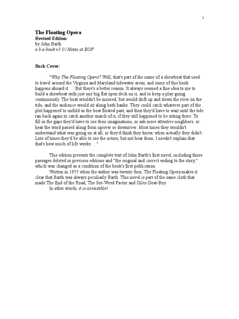 Barth, John - The - Floating - Opera - Revised | PDF | Mind