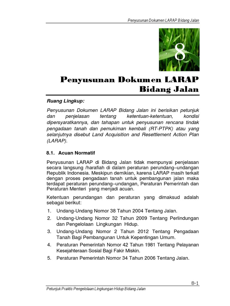 Penyusunan Dokumen LARAP Jalan | PDF