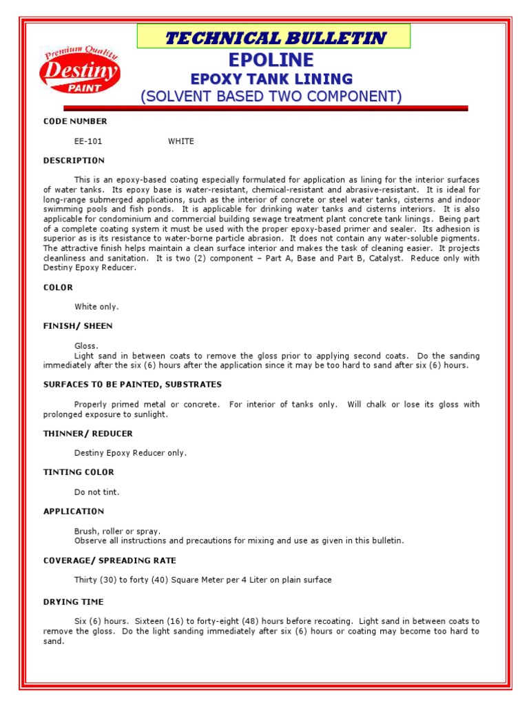 Epoline Epoxy Tank Lining PDF | PDF | Epoxy | Materials