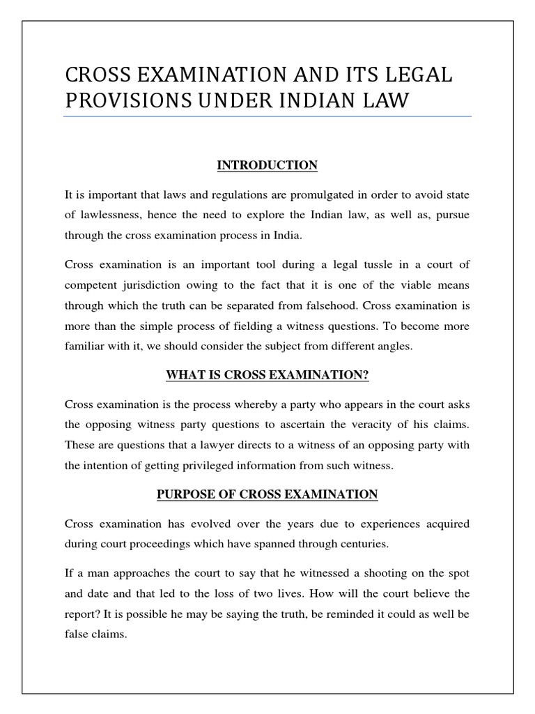 Cross Examination | PDF | Question | Cross Examination