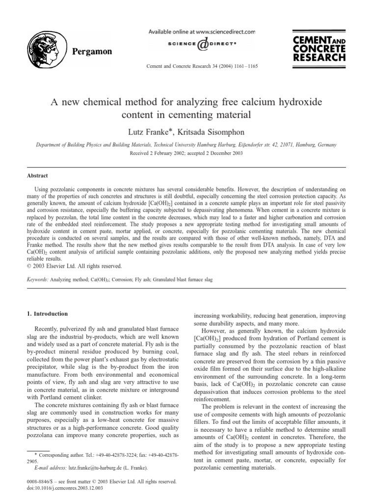 Method For Free Lime Estimation PDF | PDF | Concrete | Fly Ash