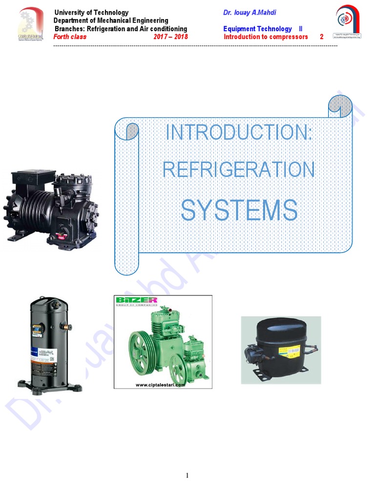 2 Introduction To Compressors | PDF | Air Conditioning | Engines