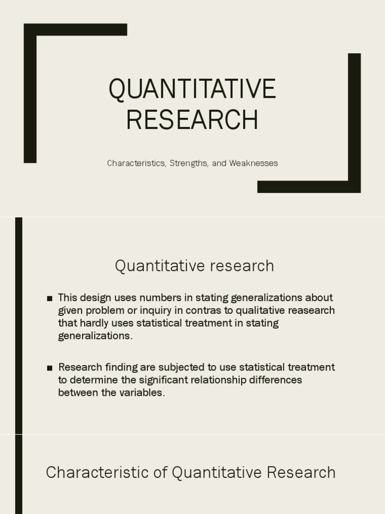 Quantitative Research: Characteristics, Strengths, and Weaknesses | PDF