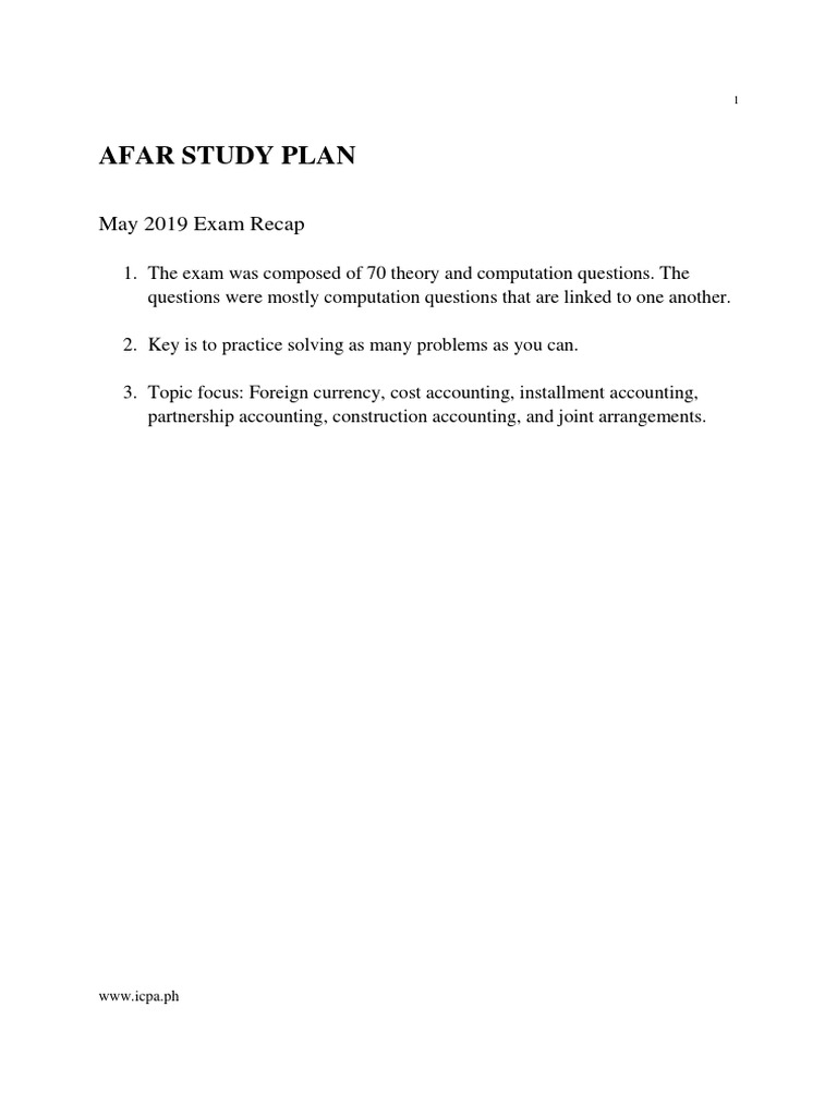 AFAR Study Plan PDF | PDF | Revenue | Mergers And Acquisitions