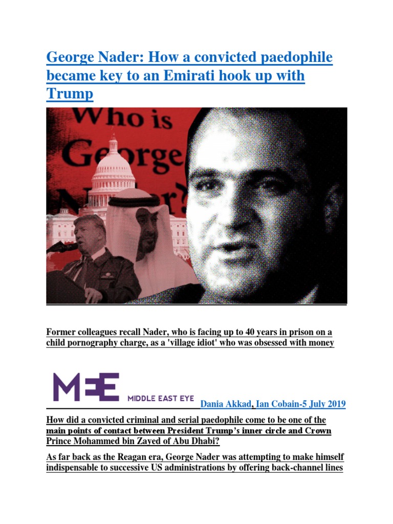 George Nader How A Convicted Paedophile Became Key To An Emirati Hook ...