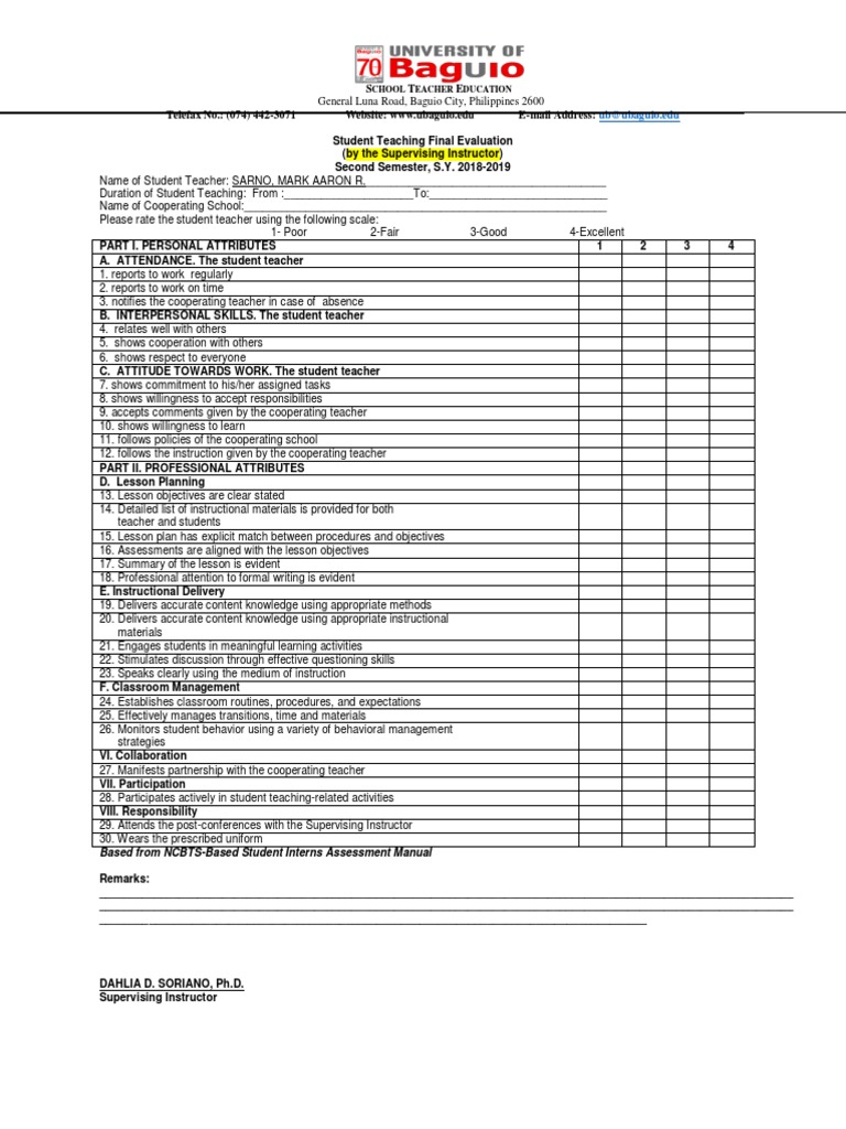 Student Teaching Evaluation Form | PDF | Classroom Management | Teachers