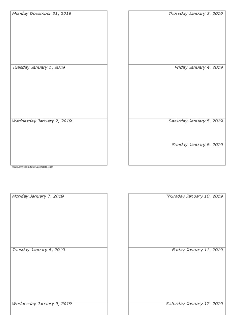 2019 Weekly Calendar-Landscape | PDF