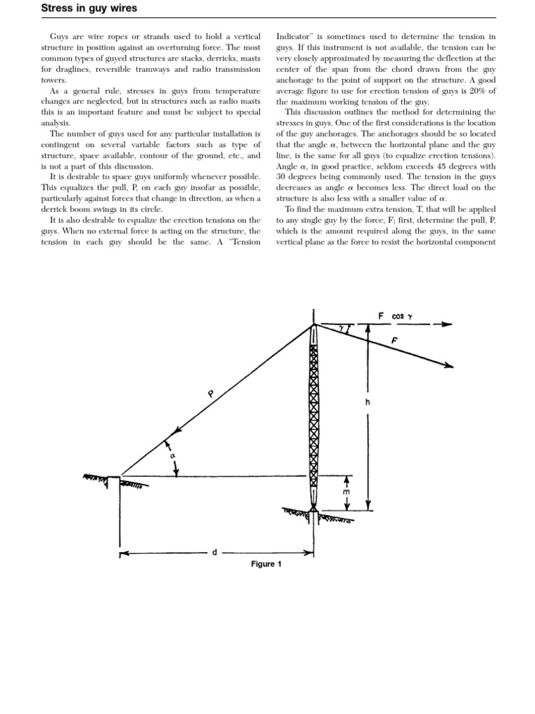 Guy Wire Tension Analysis Guide | PDF | Force | Angle