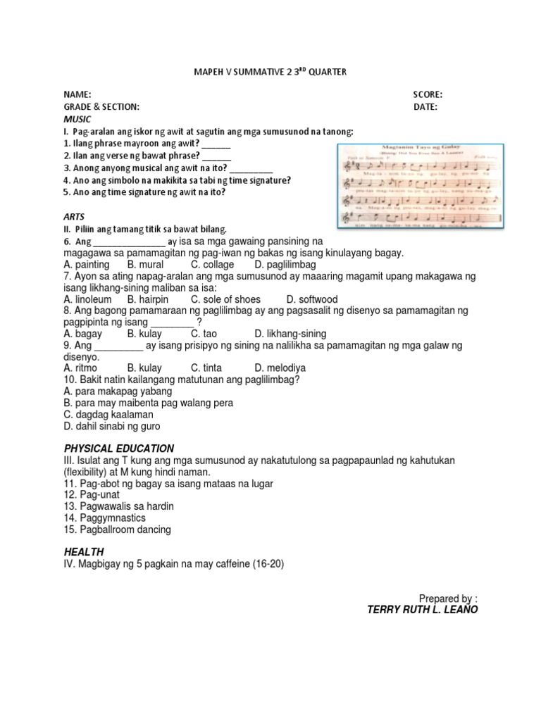 Mapeh V Summative 2 - 3rd Quarter | PDF