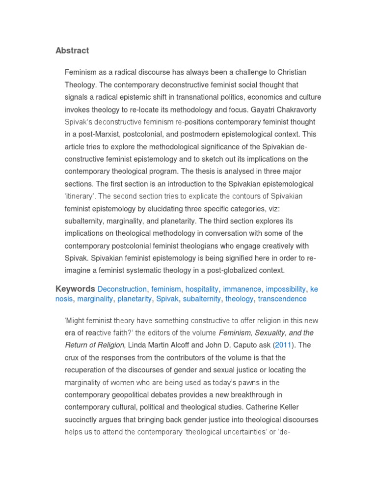 Deconstruction Feminism Hospitality Immanence Impossibility Ke Nosis ...