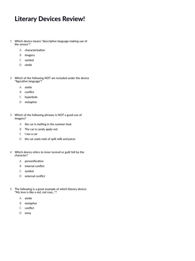 Literary Devices Review | PDF