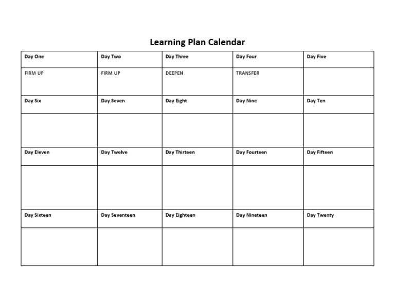 Learning Plan Calendar Template | PDF