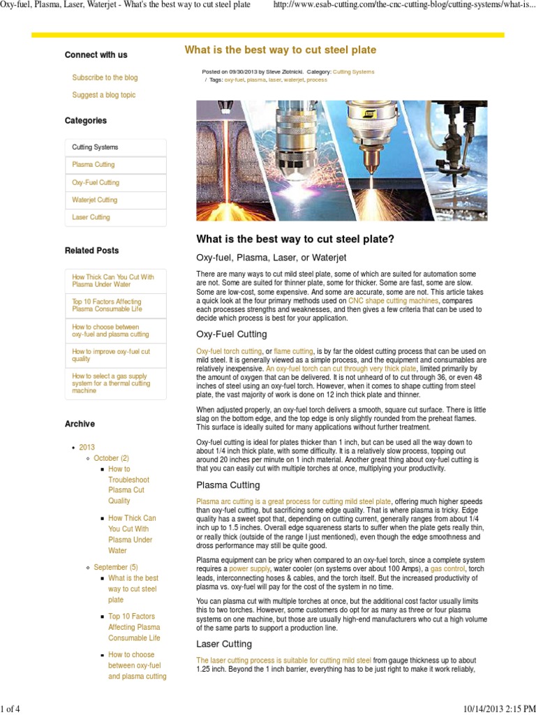 Methods TO CUT STEEL PLATE | PDF | Metals | Mechanical Engineering