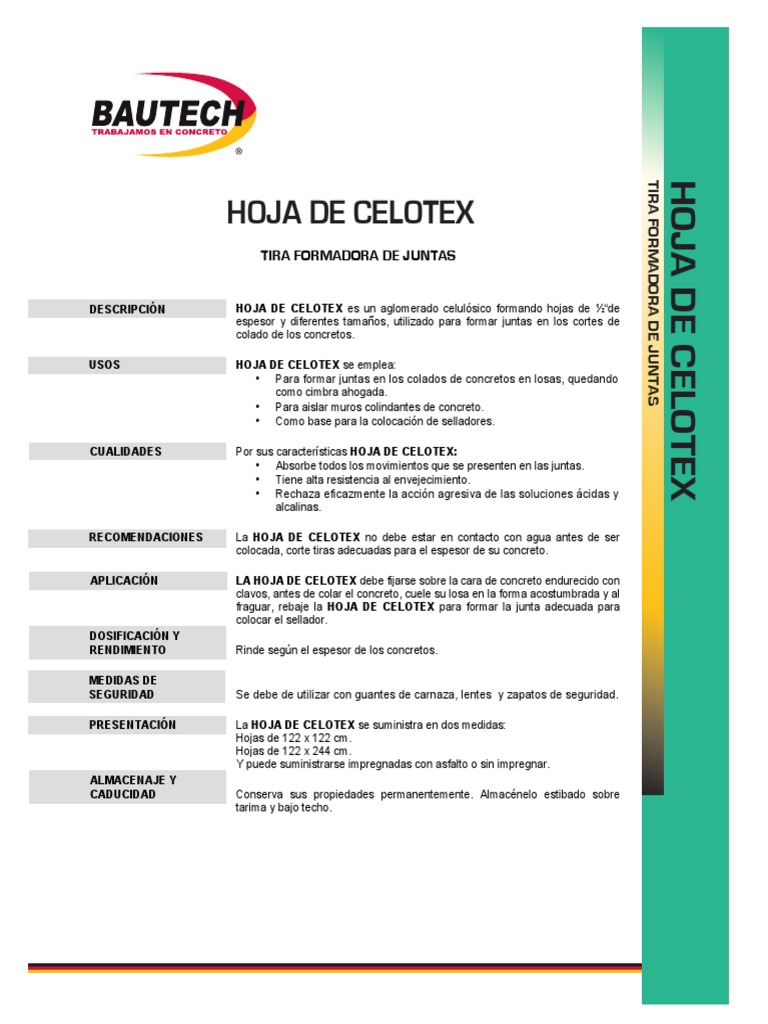 Hoja de Celotex | PDF | Hoja | Hormigón
